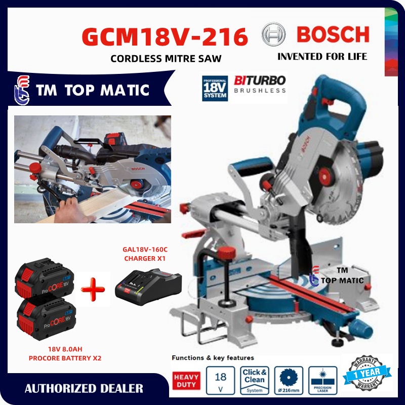 Bosch Gcm18v 216 18v 216mm 8 5 Balde Professional Cordless Mitre Saw