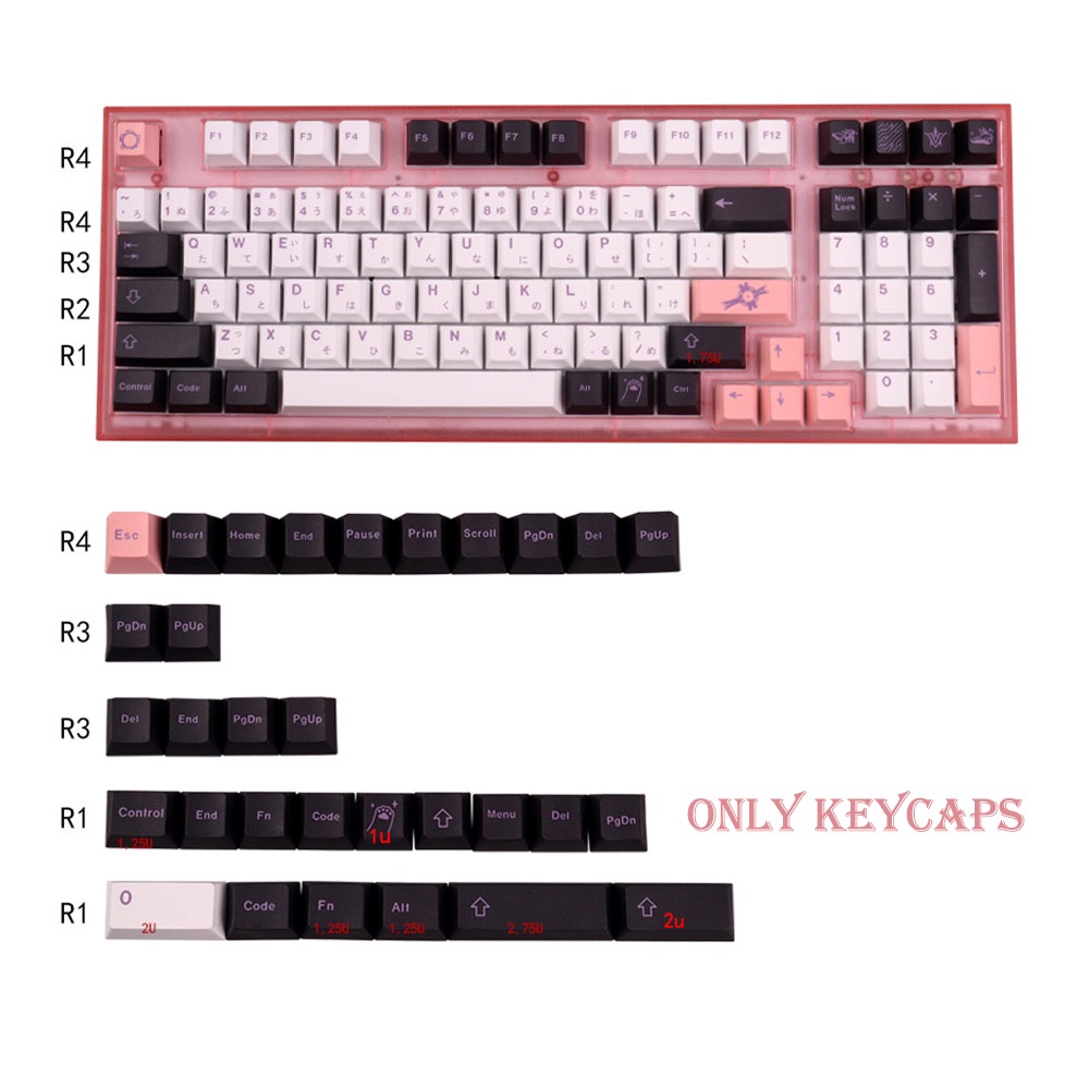 PBT 129 Keys GMK Senpai Cherry Profile DYE-SUB Japanese Keycaps For Game Mechanical Keyboard ...