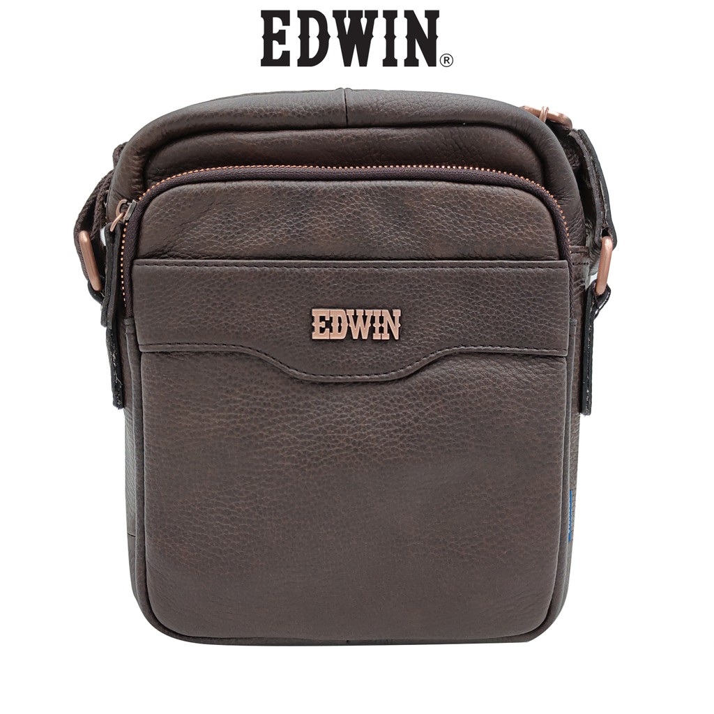 Edwin Genuine Leather Copper Logo Crossbody Sling Bag EESB38429 ...