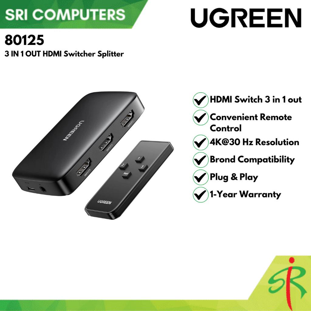 [1-YEAR WARRANTY] UGREEN 3 IN 1 OUT HDMI Switcher Splitter (80125 ...