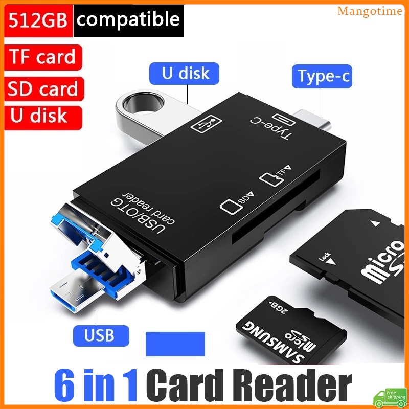 【Fast Ship】6 in 1 Card Reader USB 3.0 Micro USB/U Disk/Type C/TF/SD ...