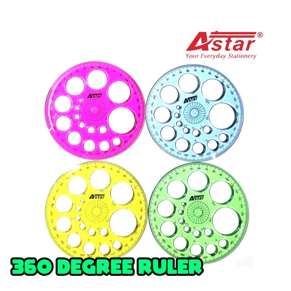 Astar 360 Degree Rounded Ruler with Hole / 360’ Protractor | Shopee ...