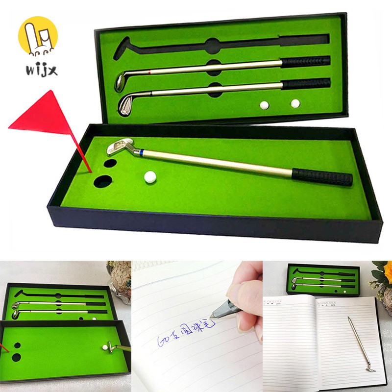 WiJx Summer Korean Golf Pen Set Mini Desktop Golf Ball Pen Gift Set ...