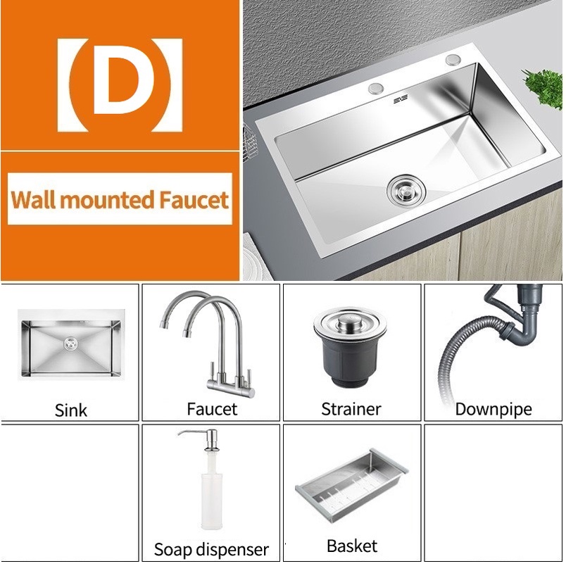 Singki Dapur Nano Sinki 304 Stainless Steel Handmade Single Bowl ...