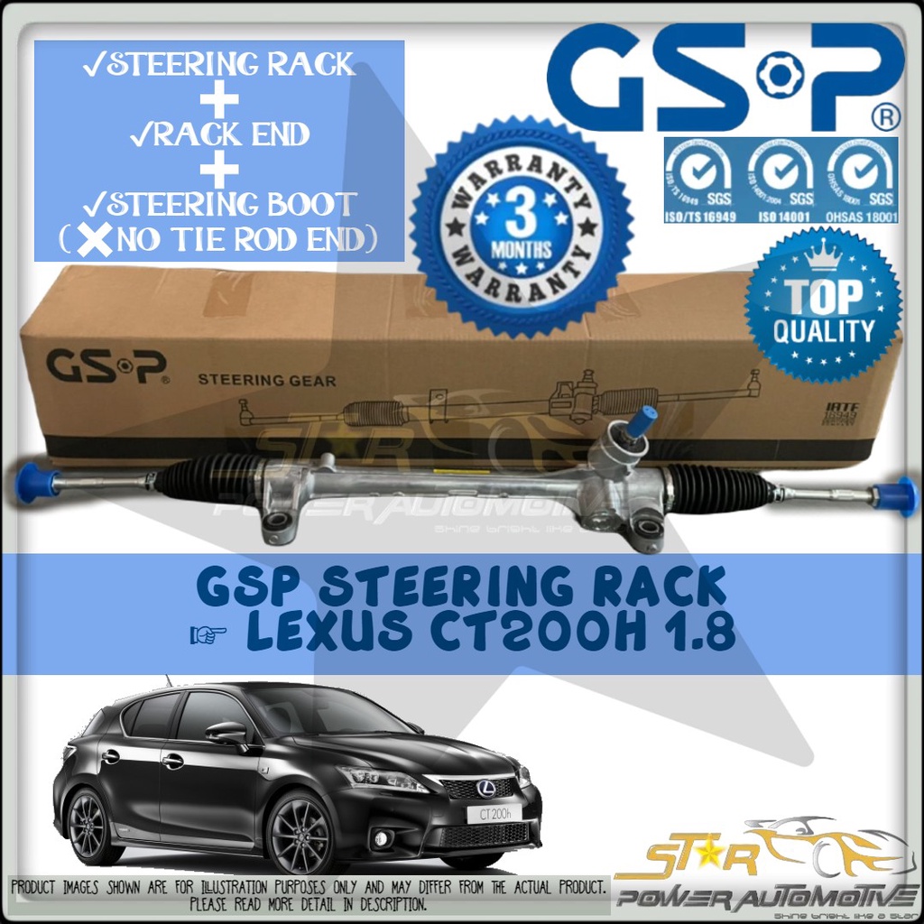 GSP Lexus CT200 CT200H 1.8 Power Steering Gear Rack Assy Set SR700377 ...