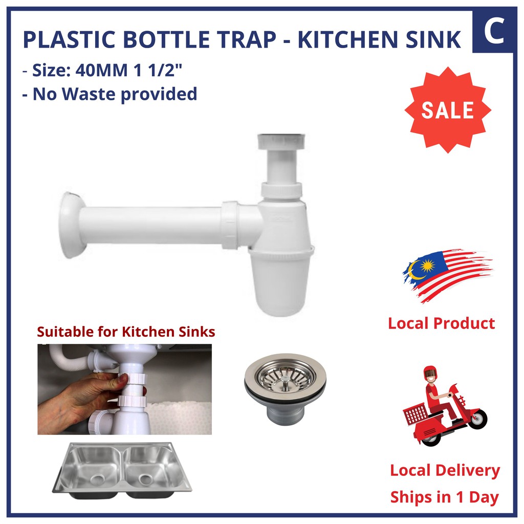 READY STOCK PVC White Bottle Trap for Ceramic Basin (32mm) and Kitchen ...
