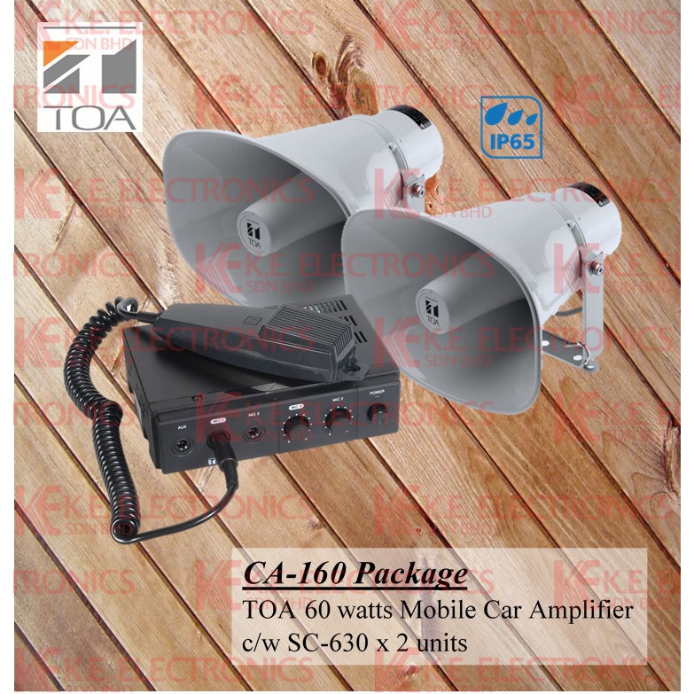 TOA CA-160 Mobile 60Watts Car Amplifier C/w 2 Units SC-630 30Watts Horn Speaker (Packages ...