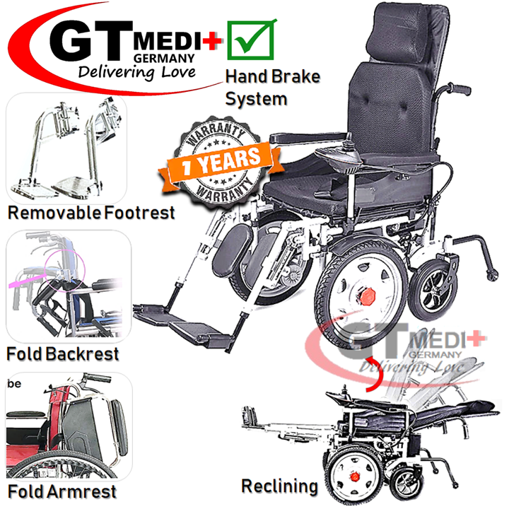 E03-L-47 GT MEDIT GERMANY Lie Down Reclining Electric Wheelchair Foldable Travel Wheel Chair ...