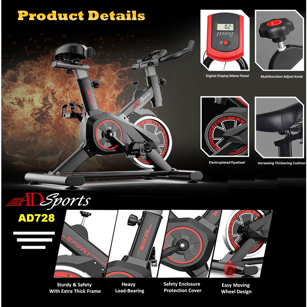 1 YEAR WARRANTY 💥 ADSports AD728 Professional Fitness EXERCISE BIKE ...