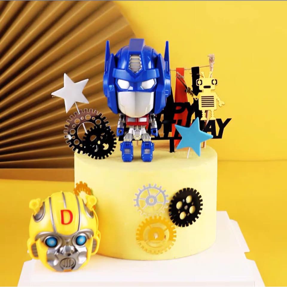 READY STOCK transformers otimus bumblebee birthday cake topper deco set ...