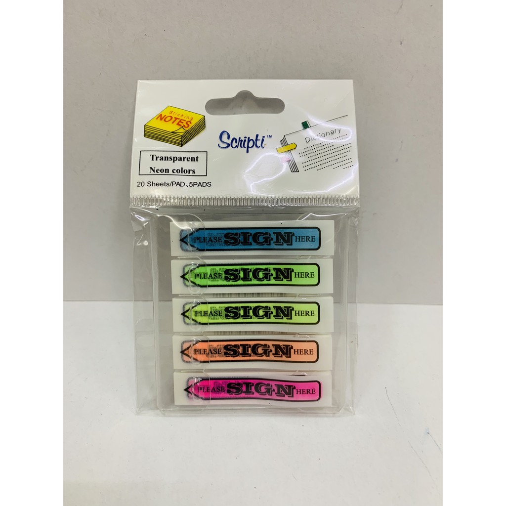 PLEASE SIGN HERE STICK -ON NOTE 20SHEETSX5PADS 10MM X 48MM FILM INDEXER ...