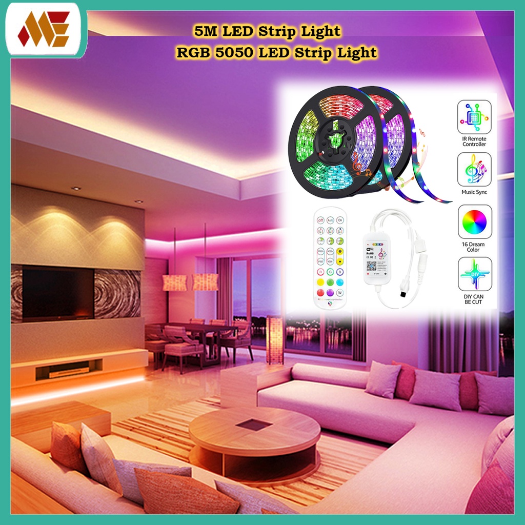 12V Flexible 5M Remote Control Led Light Strip | Shopee Malaysia