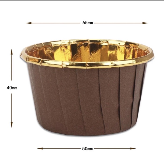 Kek Large Size 50pcs Aluminium Foil Baking Cupcake Muffin Cup Gold ...