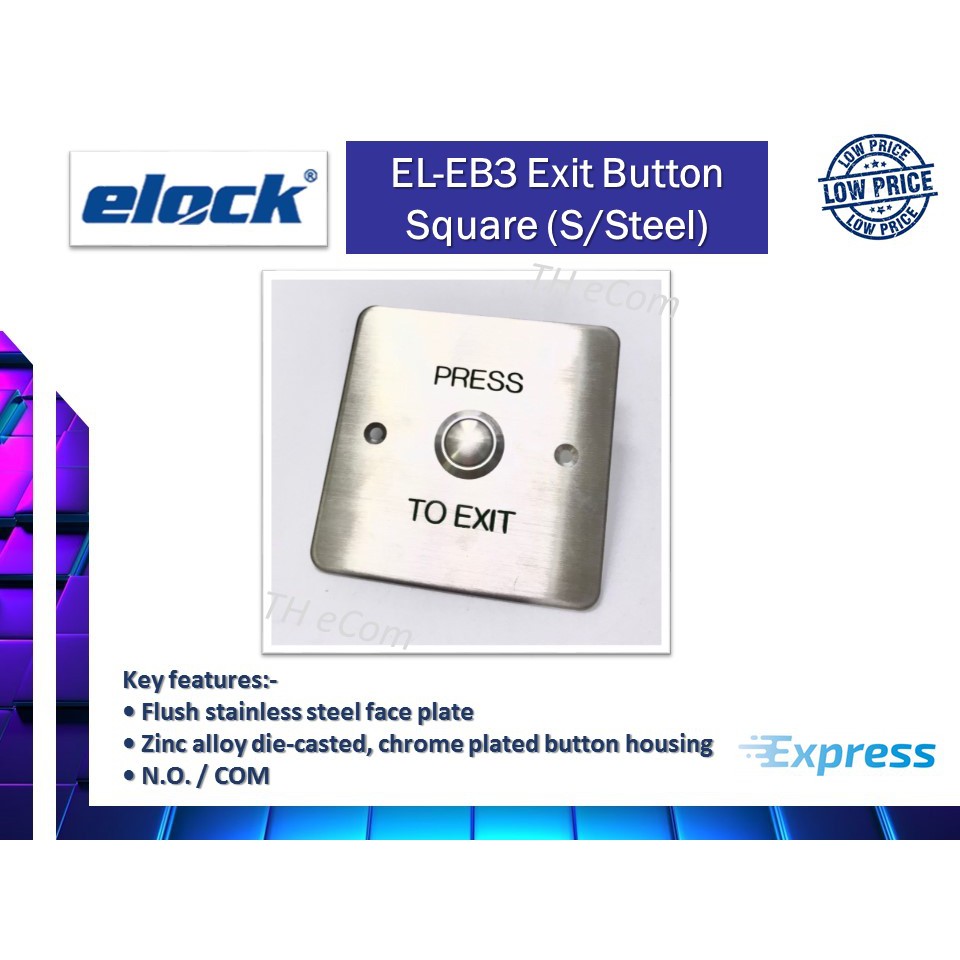 Elock EL-EB3 Exit Button Square (S/Steel) | Shopee Malaysia