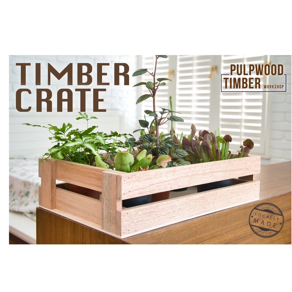 Timber crate Wooden tray Pots tray Creative Wooden Storage Timber crate ...
