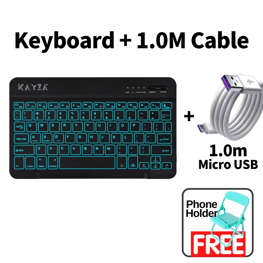 Kayza Ultra-Slim Wireless Bluetooth Keyboard Rechargeable Portable LED ...