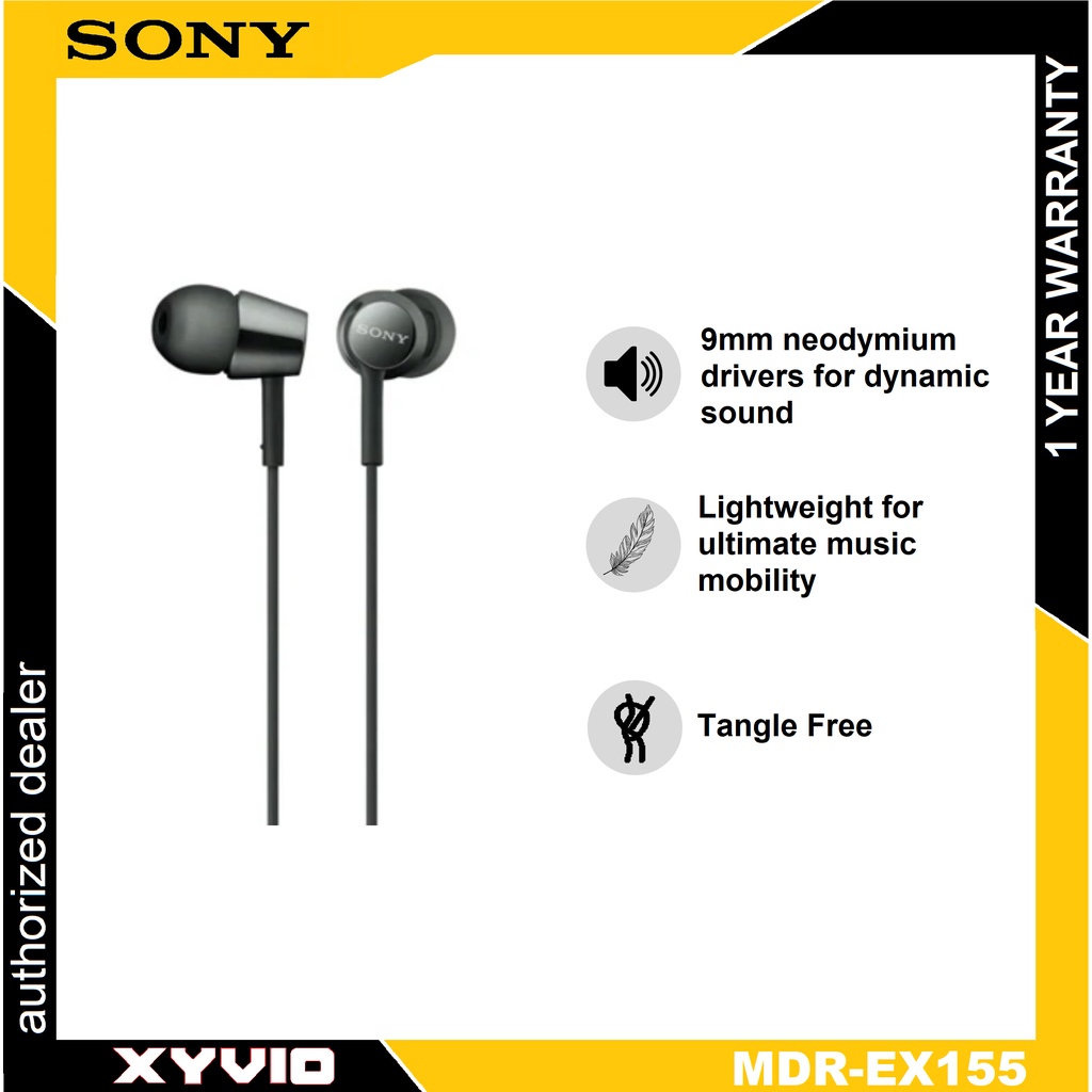 Sony MDR-EX155 Black In-Ear Headphones ( ORIGINAL LOCAL SONY MALAYSIA ...