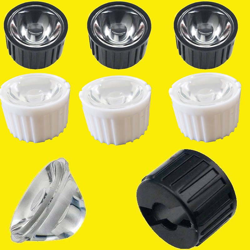 10pcs 20mm LED Lens + 22mm Black White Holder For 1W 3W 5W LED Diode ...