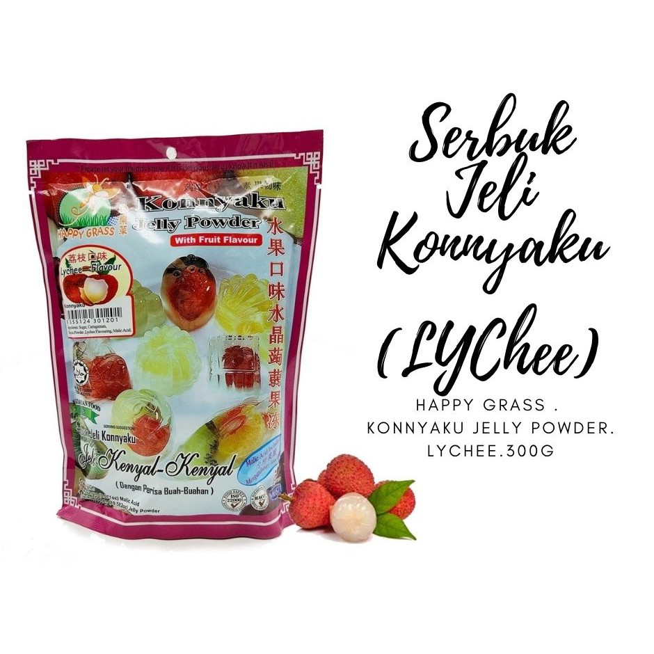 Happy Grass Konnyaku Jelly Powder (Lychee) / Serbuk Jeli Konnyaku / 水晶荔枝果冻 300g | Shopee Malaysia