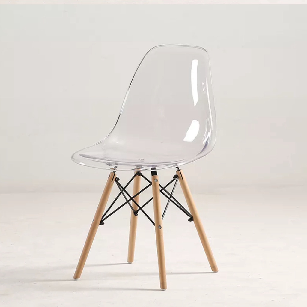 CLEAR Transparent plastic STUDY HOME LIVING AND DINING Chair Wooden ...
