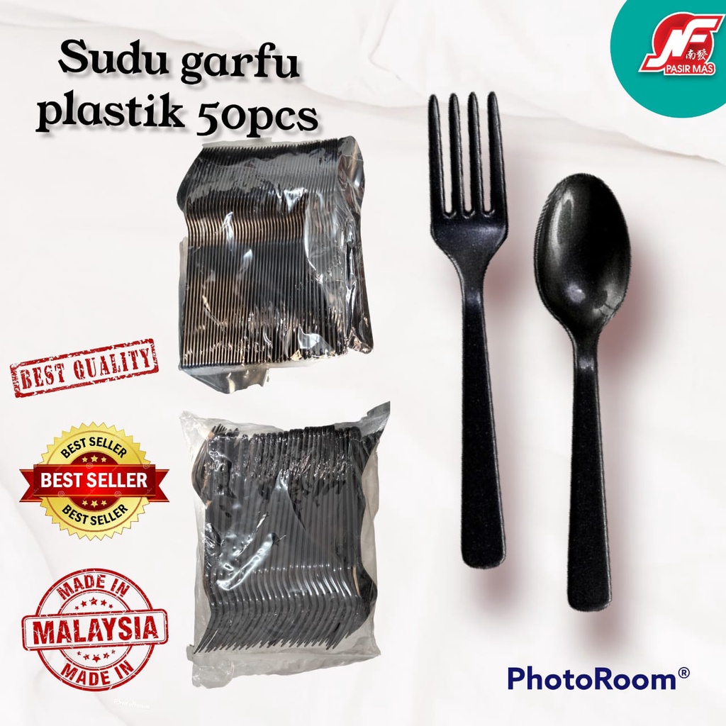 plastic spoon sudu garfu plastik hitam | Shopee Malaysia