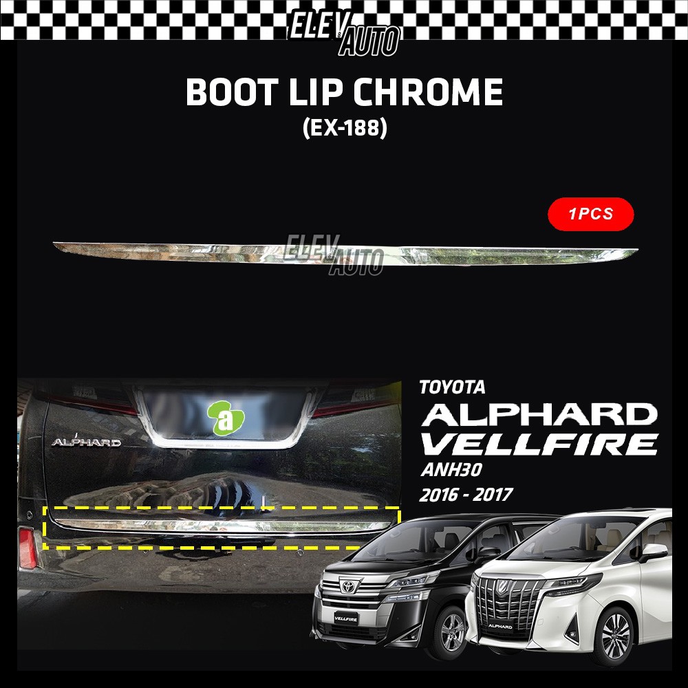CHROME Rear Bonnet Boot Lip Trim Lining Toyota Alphard Vellfire ANH30 ...