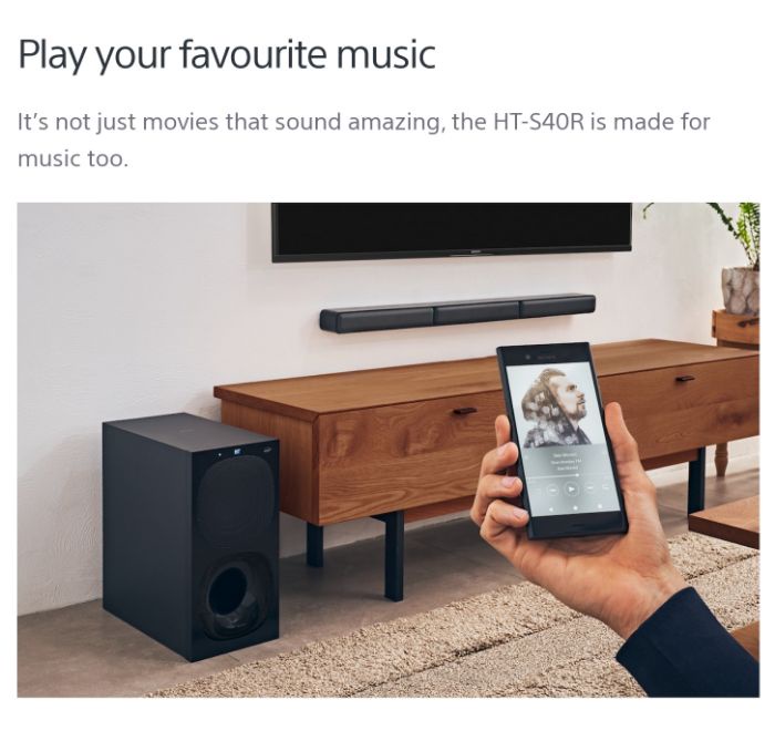 Sony HT-S40R 600W 5.1ch Home Cinema Soundbar with Wireless Rear HTS40R ...