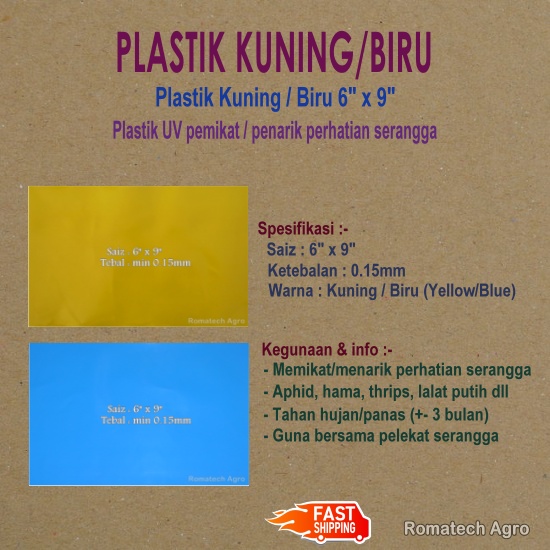20pcs Plastik Kuning/Biru Perangkap Serangga (TANPA GAM) - Pesticide ...