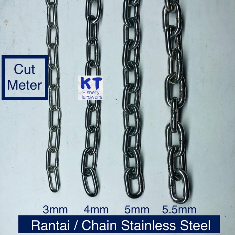 Stainless Steel Chain 304 ( Potong Meter ) 3mm 4mm 5mm 5.5mm 6mm 6.3mm ...