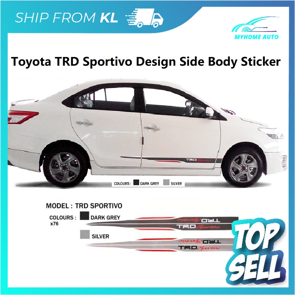 Toyota TRD Sportivo Design Car Side Body Sticker - 1 Set 2 Pcs ...