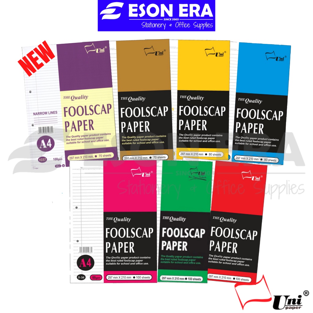 Uni Foolscap Paper A4 60gsm / 70gsm / 80gsm / 100gsm Exam Sheets Kertas ...
