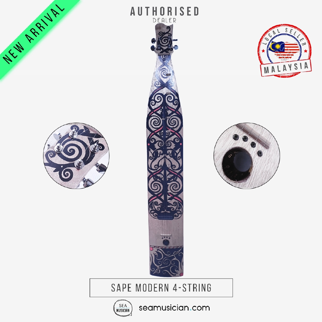 SARAWAK BORNEO MODERN INSTRUMENT 4-STRING SAPE WITH PICKUP FULLY HAND ...