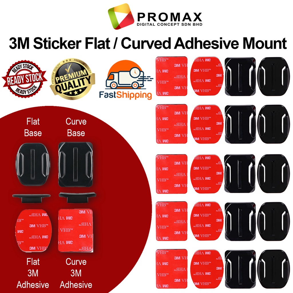 GoPro Accessories Sticker Flat Curved Adhensive 3M VHB Mount surfboard ...