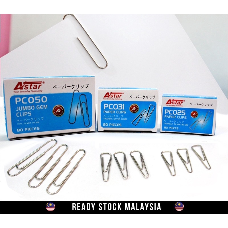 Astar 25mm/31mm/50mm Paper Clip (PC025 / PC030) / Klip Kertas | Shopee ...
