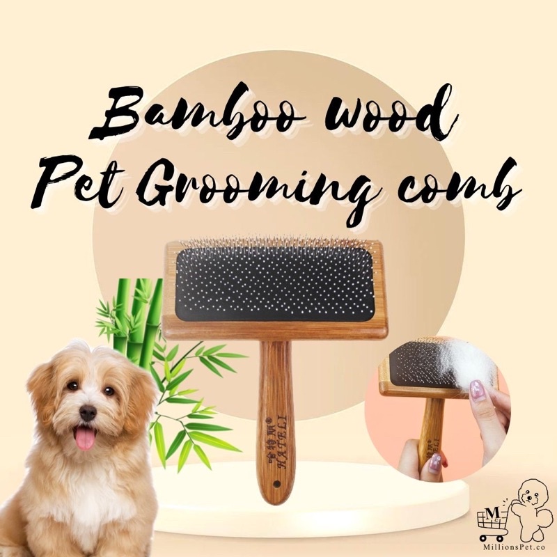 【Millionspet.co】Premium Quality Bamboo Wood Grooming Comb Deshedding ...