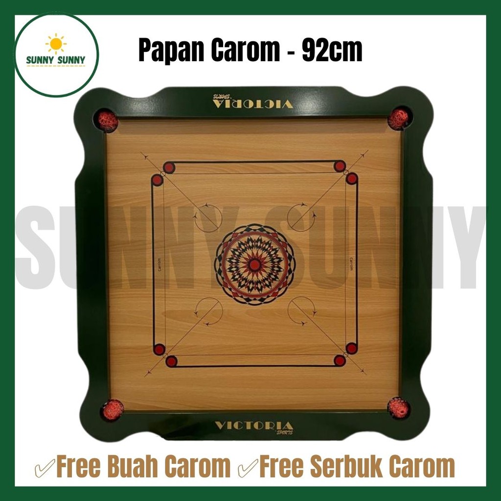 Papan Carom 92cm FREE Buah Carom NATRAJ FREE Striker FREE Serbuk Carom ...