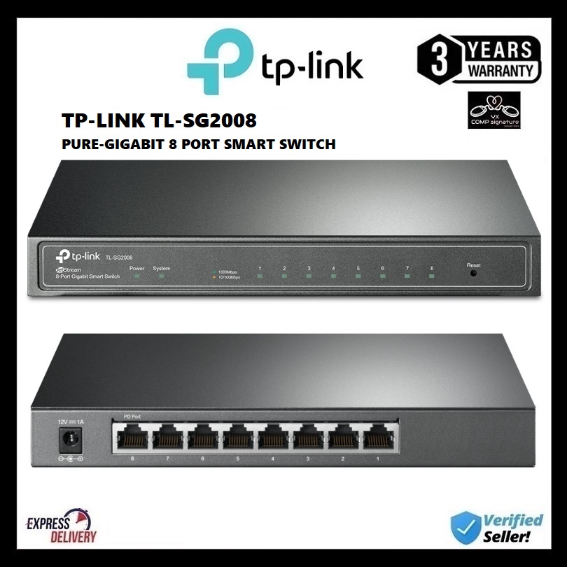 TP-LINK TL-SG2008 PURE-GIGABIT 8 PORT SMART SWITCH | Shopee Malaysia
