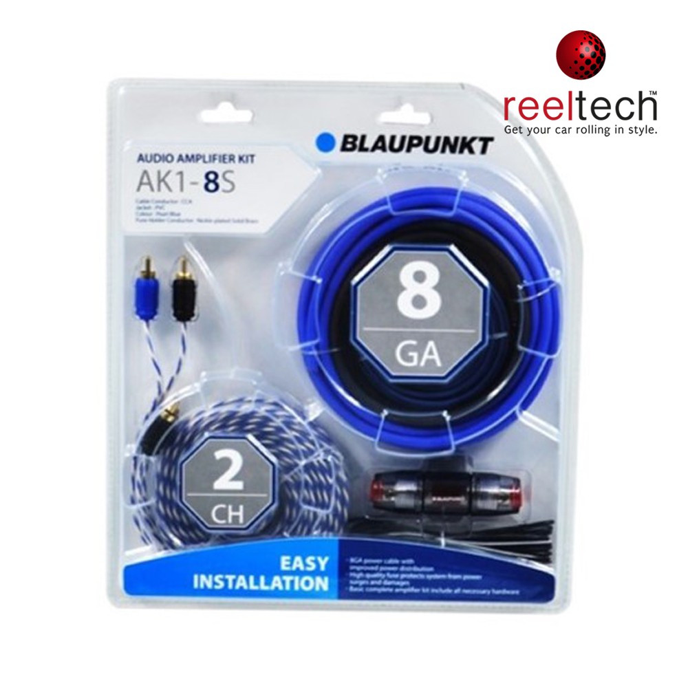 Blaupunkt AK1 8S 2 Channel 8 Gauge Car Audio Amplifier Wire Kit 8GA Installation Cable Kit Set ...