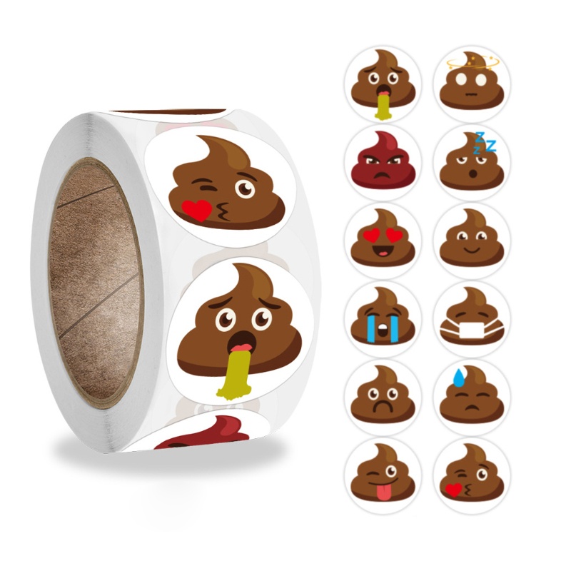 JJ* 500Pcs Roll Poop-like Stickers Round Sealing Sticker 1 Funny ...