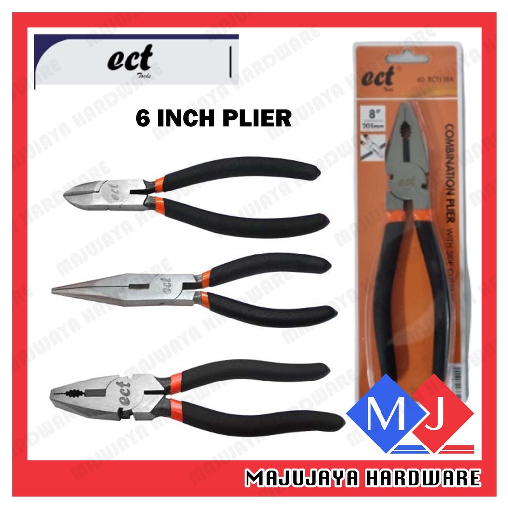 ECT 6" Combination Plier Long Nose Plier Diagonal Plier Playar Gabung Mulut Buaya Playar Muncung ...