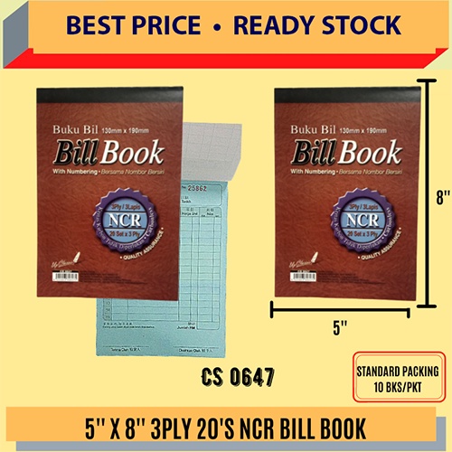 5" X 8" 3 PLY 20'S NCR BILL BOOK / BILL BOOK | Shopee Malaysia