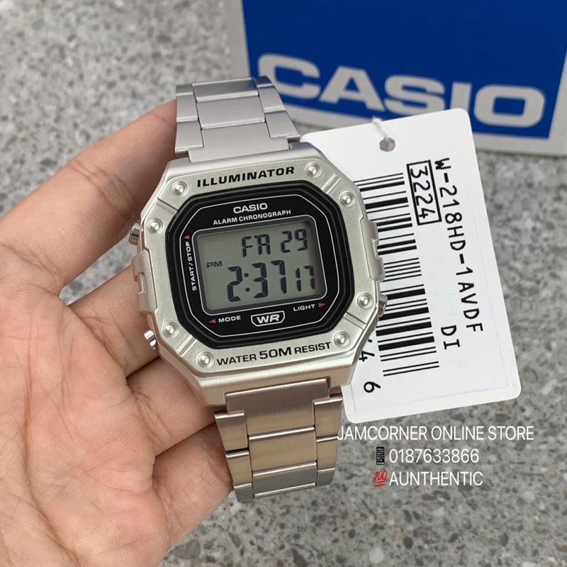 100% ORIGINAL READY STOCK CASIO DIGITAL W-218HD-1AV metal band model ...