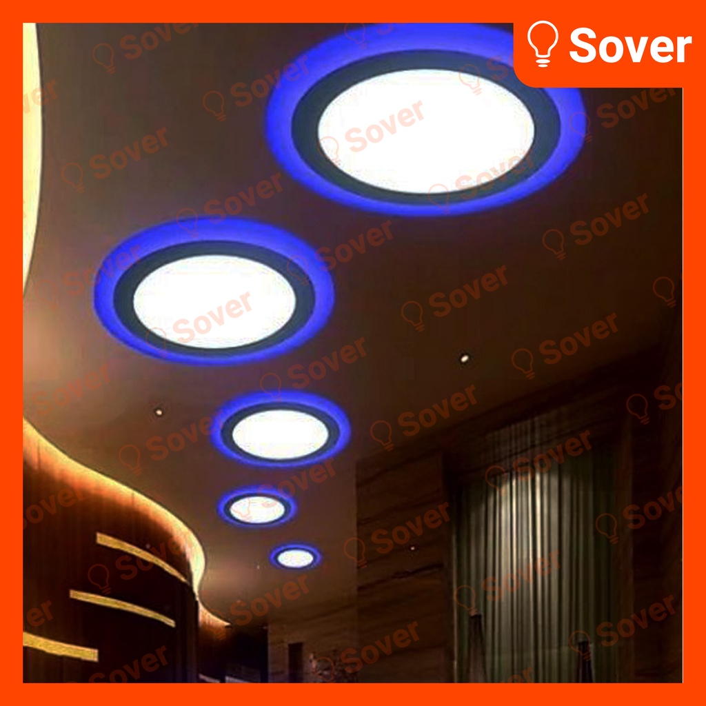 SOVER 2 Color 24W LED Surface Down Light Round BLUE + DAY LIGHT Lampu ...