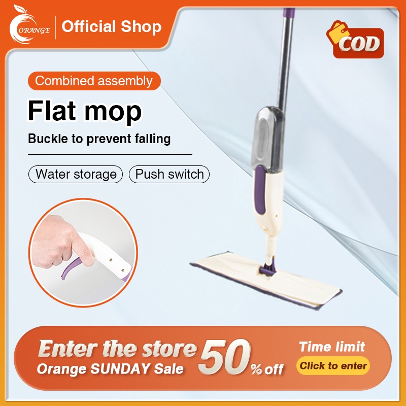 ORANGE Self-Wringing Microfiber Spray Mop Lantai Kering Dan Basah ...