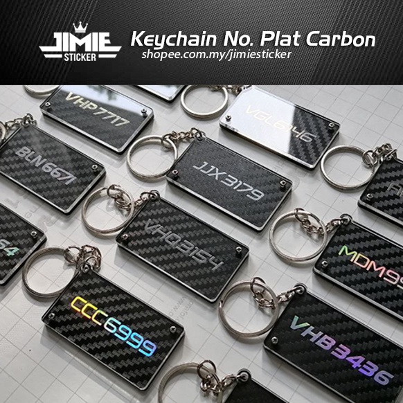 Keychain Nombor Plate, Motor, Kereta, Carbon Background, Custom ...