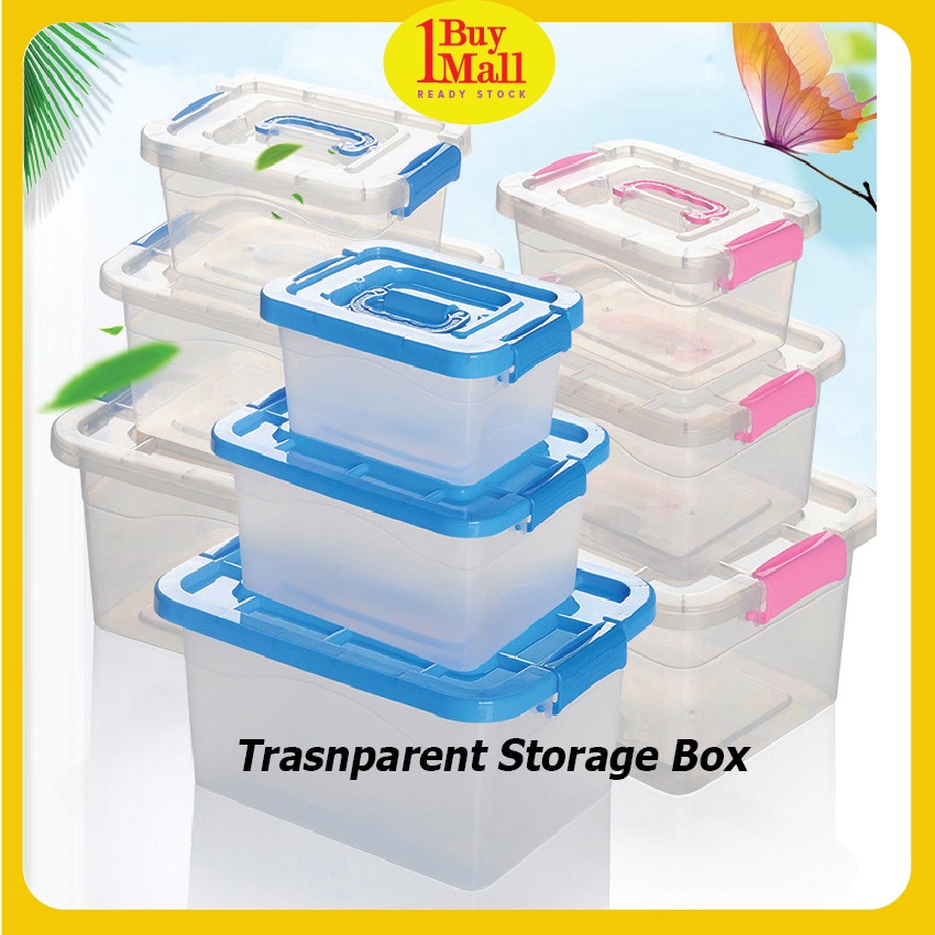 3 IN 1 Multipurpose transparent storage box container box kotak simpan ...