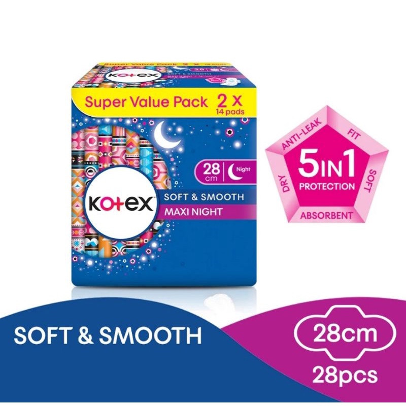 Kotex Soft & Smooth Maxi Wing (24cm / 16'S X 3 Pack) FOC Quby Scented / Maxi Wing 28cm 32cm ...