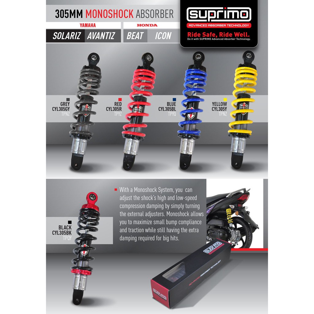SUPRIMO Monoshock Absorber Adjustable 305MM Yamaha EGO EGOS EGOLC FI ...