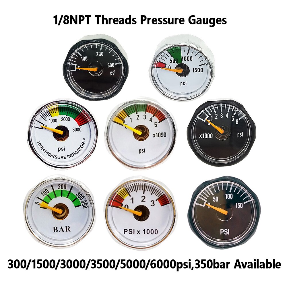 Paintball PCP Pressure Gauge 150/300/1500/3000/5000/6000psi/350bar Mini Manometre Manometer 1 ...
