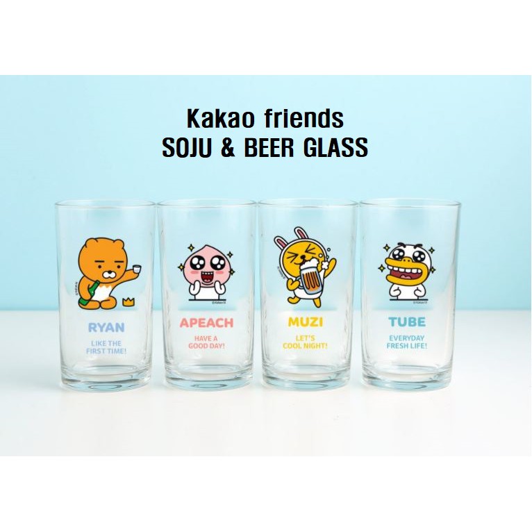 [Kakao friends] 4 kinds of Soju & Beer glass(Someak), Drinking glass ...
